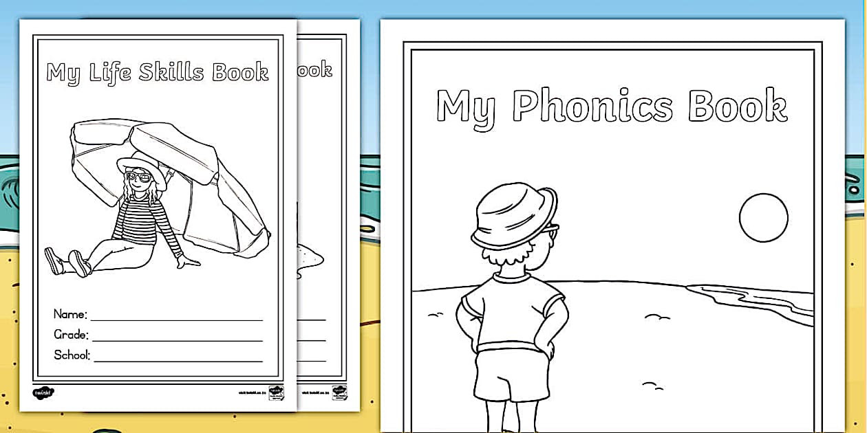 Grade 2: At the Beach Themed Editable Book Covers