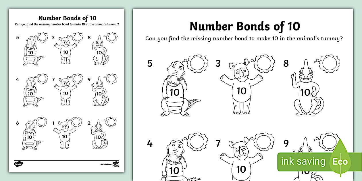 👉 Jungle-Themed Number Bonds Activity Sheet - Twinkl