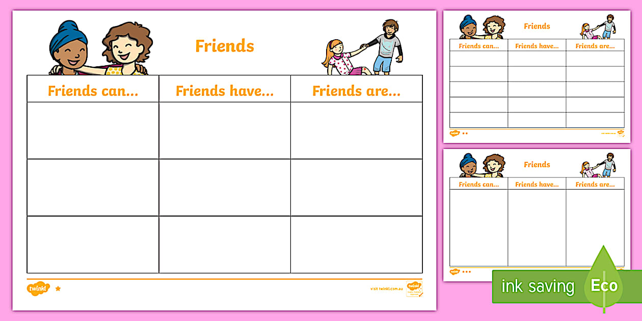 TAS F-2 Friends Can, Have, Are Differentiated Worksheet