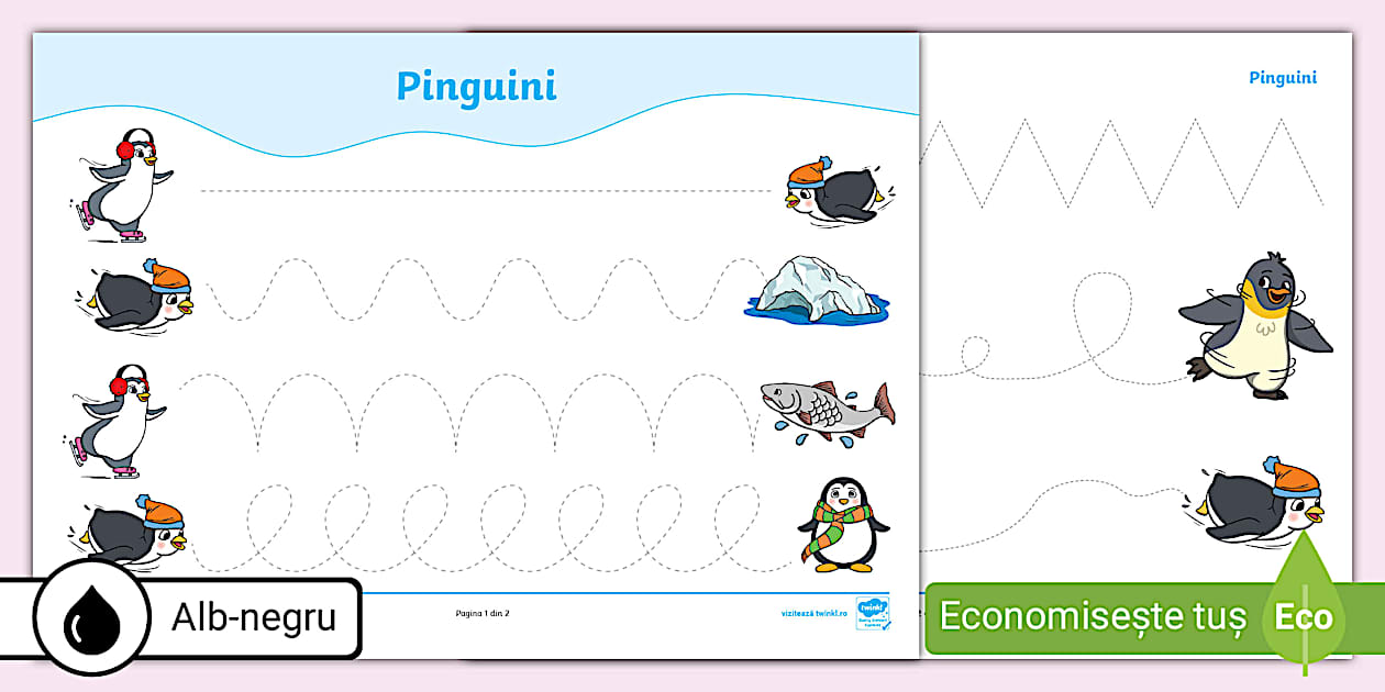 Pinguini – Fișe cu elemente grafice (teacher made)
