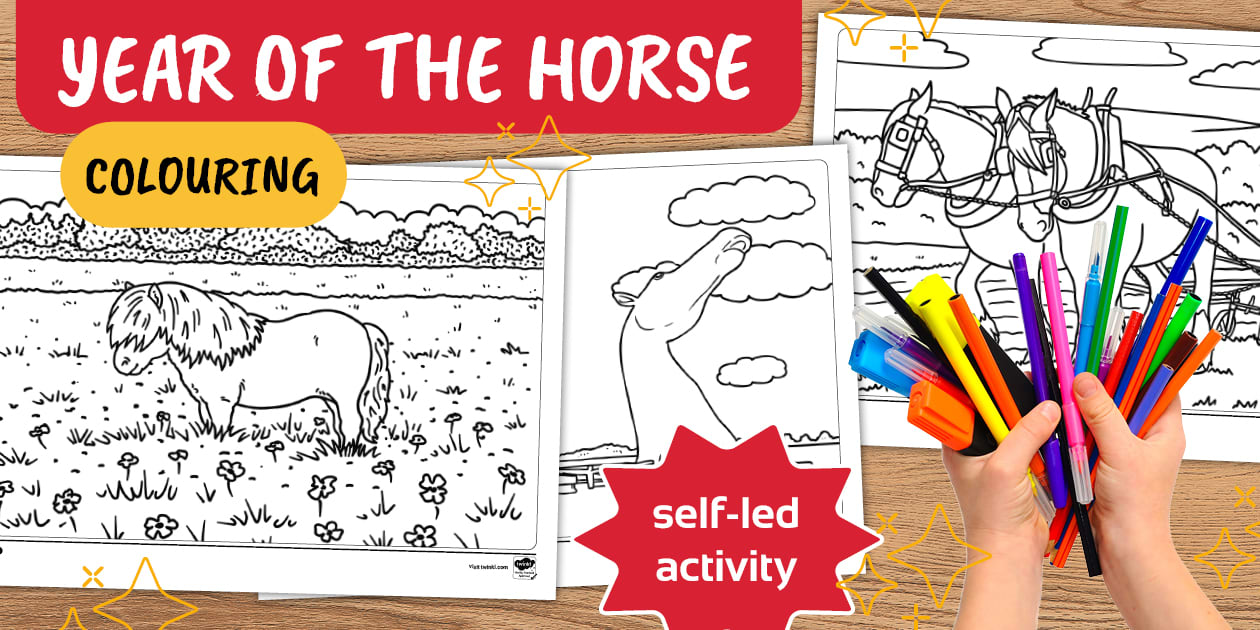 The Year of the Horse Colouring Pages