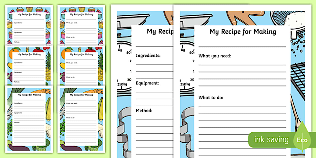 Recipe Card Templates (Teacher-Made) - Twinkl