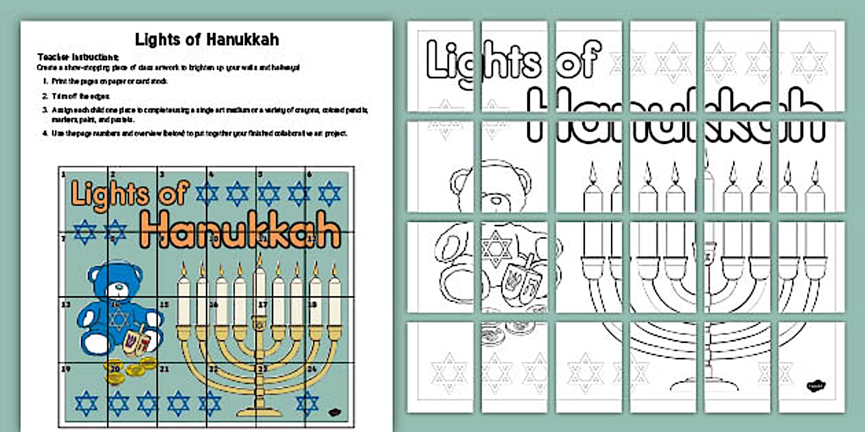 Hanukkah Lights Collaborative Art Project | K-2 | Twinkl