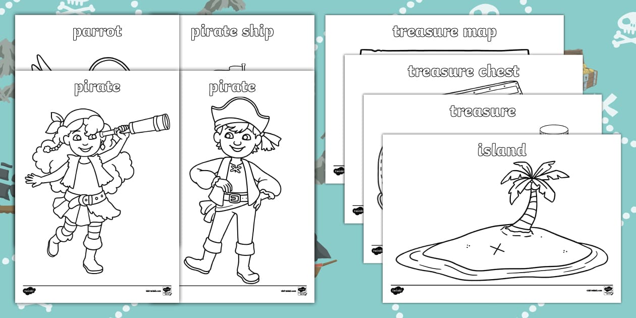 Pirate Picture and Word Colouring Sheets | Twinkl - Twinkl