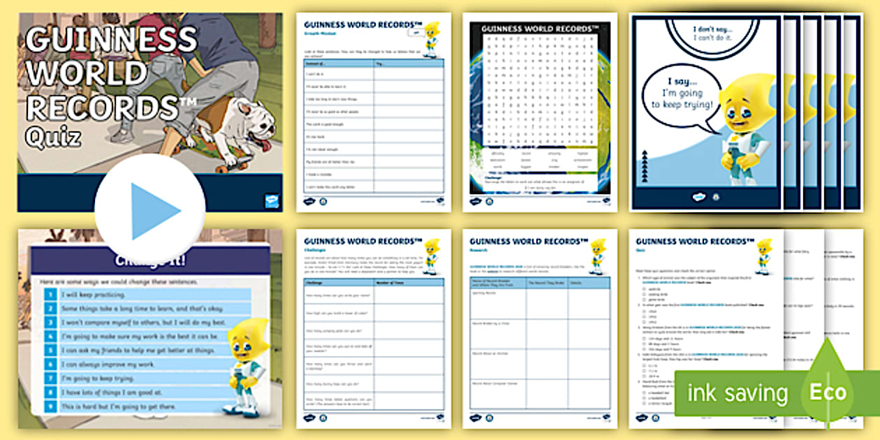 FREE! - Guinness World Records Growth Mindset Teaching Pack