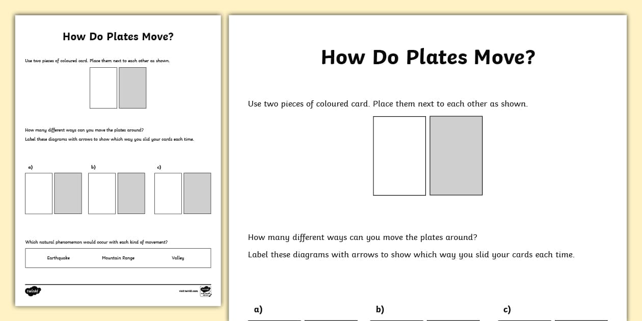How Do Plates Move Worksheet (teacher made) - Twinkl