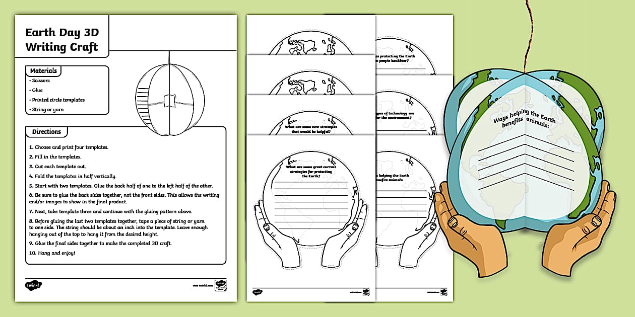 Earth Day 3D Writing Craft for 3rd-5th Grade