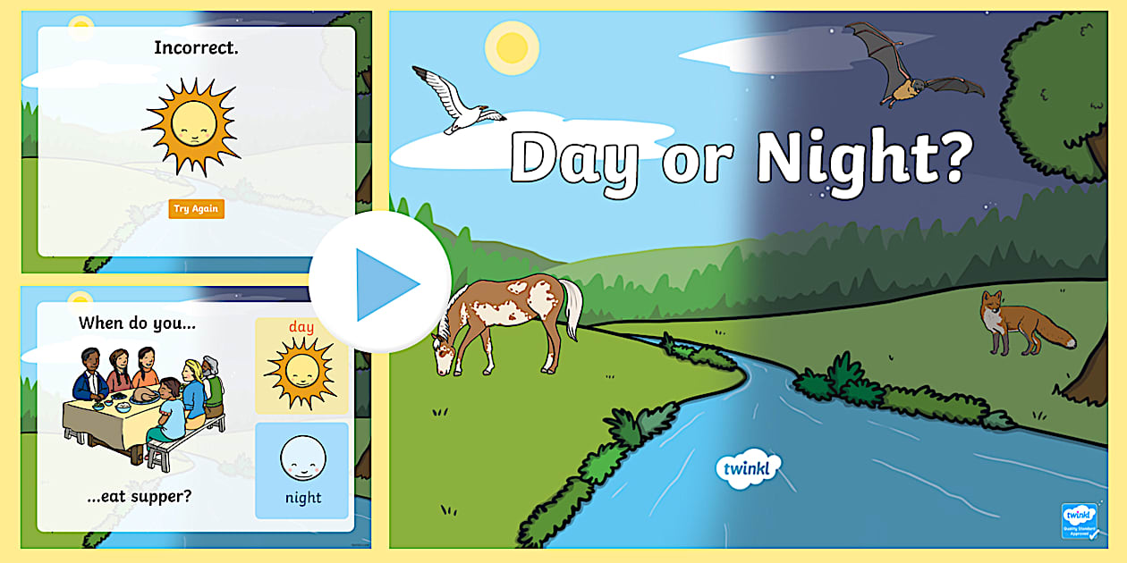 Day and Night Sorting PowerPoint - Classification Gamɛ