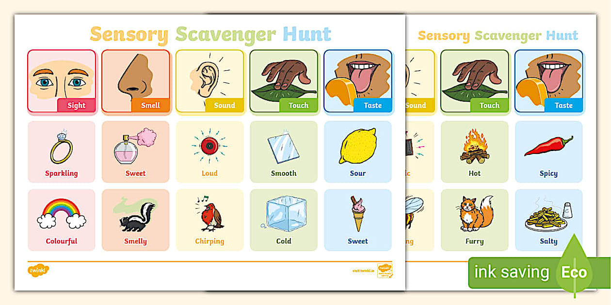 Preschool Sensory Scavenger Hunt (Hecho por educadores)