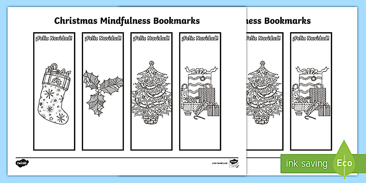 Christmas Mindfulness Editable Bookmarks Spanish - Twinkl