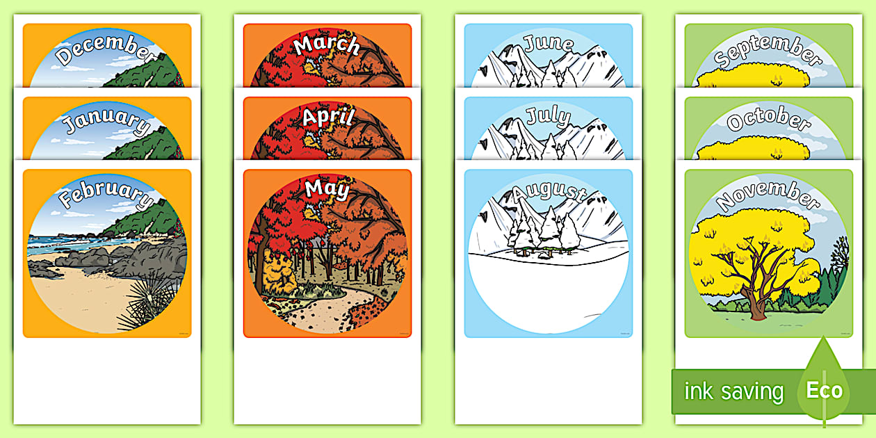 NZ Months and Seasons Display Cut Outs