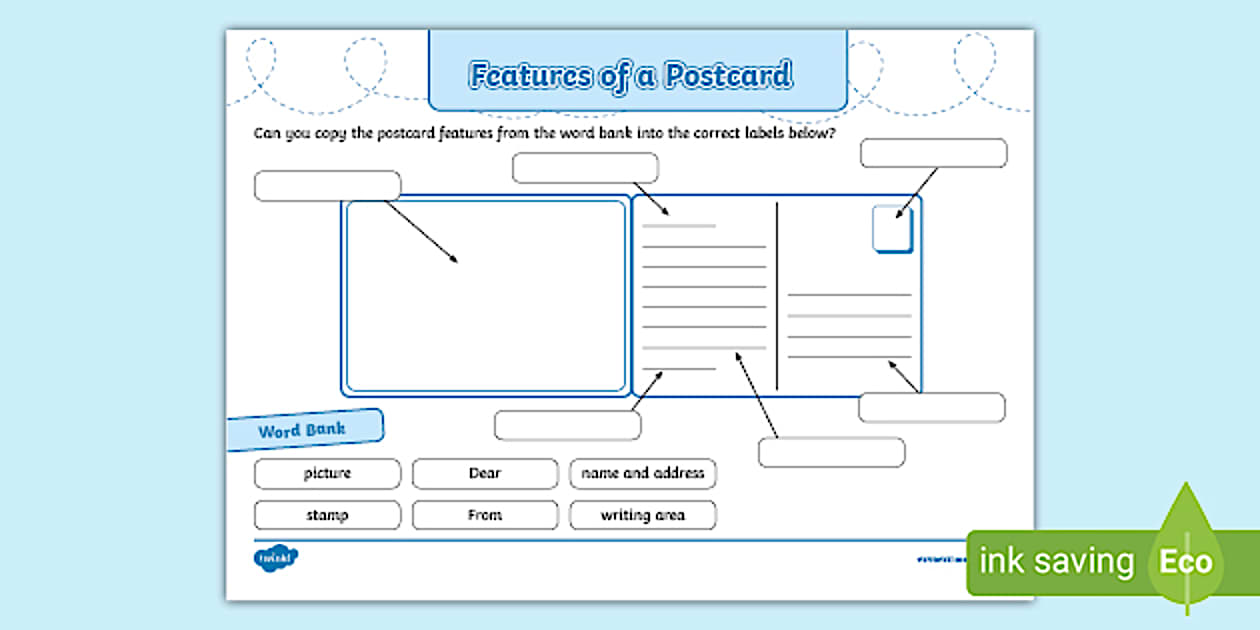 Features of a Postcard Labelling Activity - KS1 - Writing
