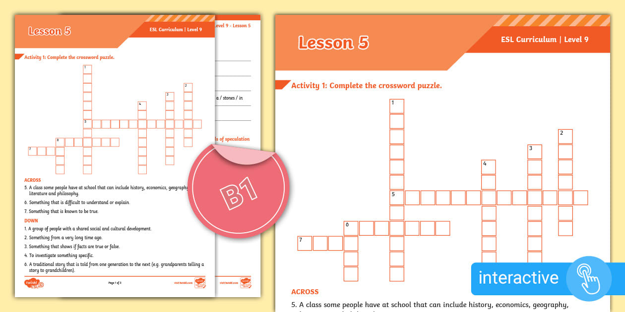 ESL Curriculum Level 9, Lesson 5 Review - Twinkl
