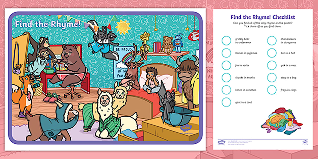 Stop Telling Fibs! Find the Rhyme Poster and Checklist