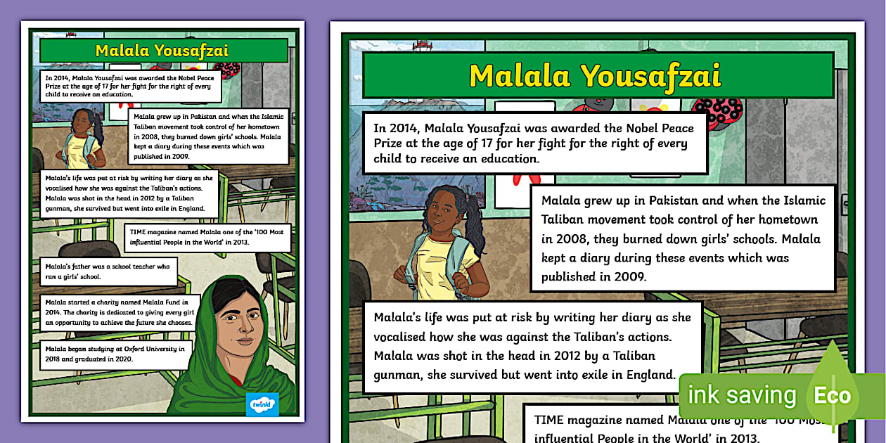 Malala Yousafzai Facts Display Poster (teacher made)