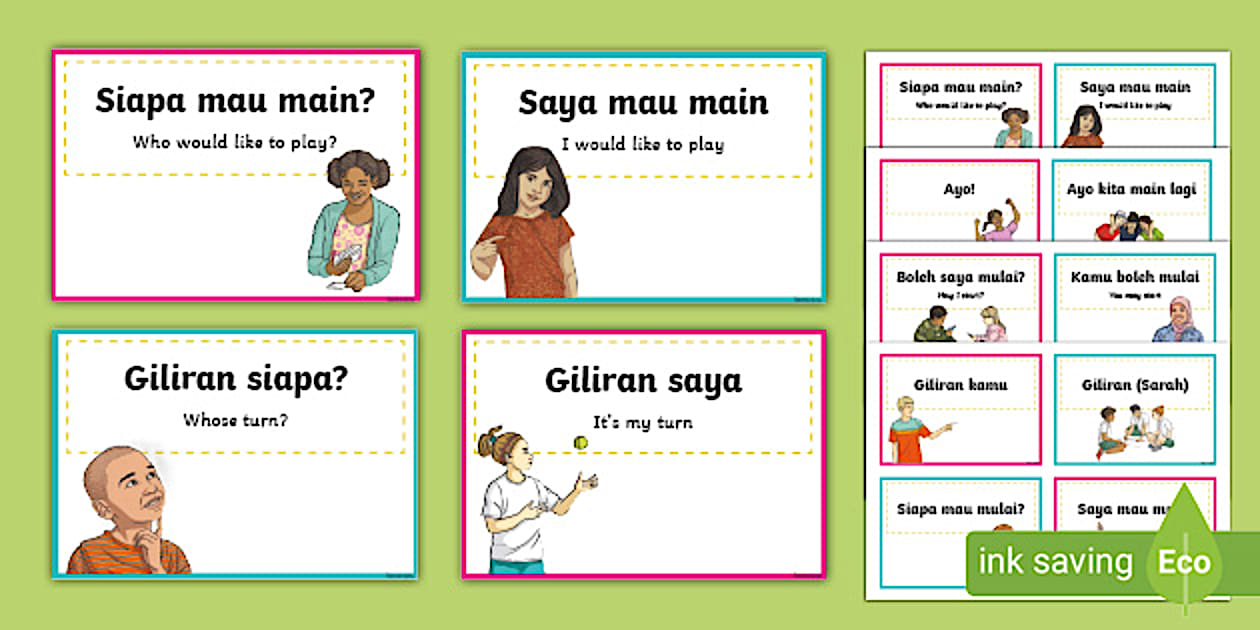 Getting Started: Playing Games Flashcards Indonesian