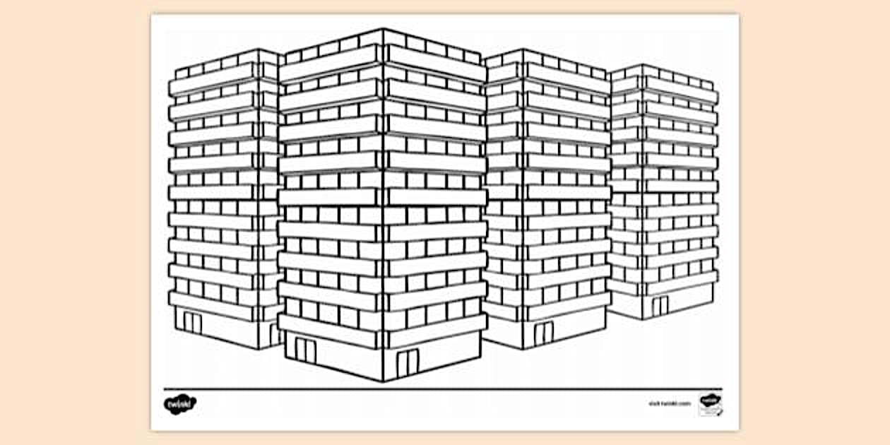 Group Of Blocks Of Flats Colouring Sheet | Colouring Sheets