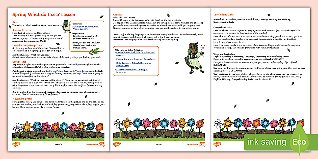 Spring What do I see? Lesson Plan (teacher made) - Twinkl
