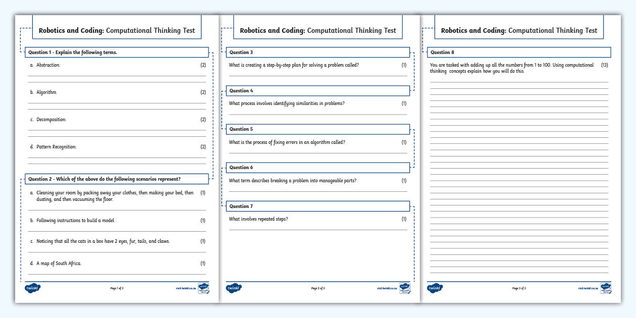 Robotics And Coding Computational Thinking Test Twinkl