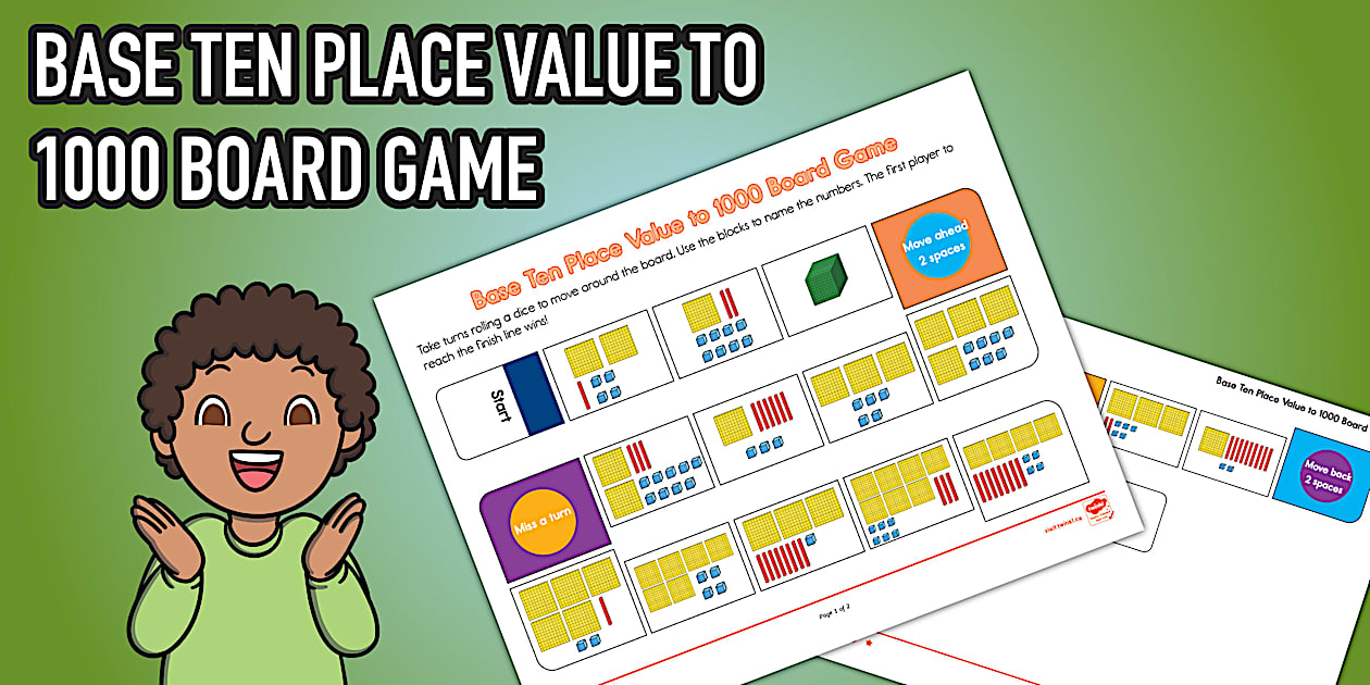 Base Ten Place Value to 1000 Board Game