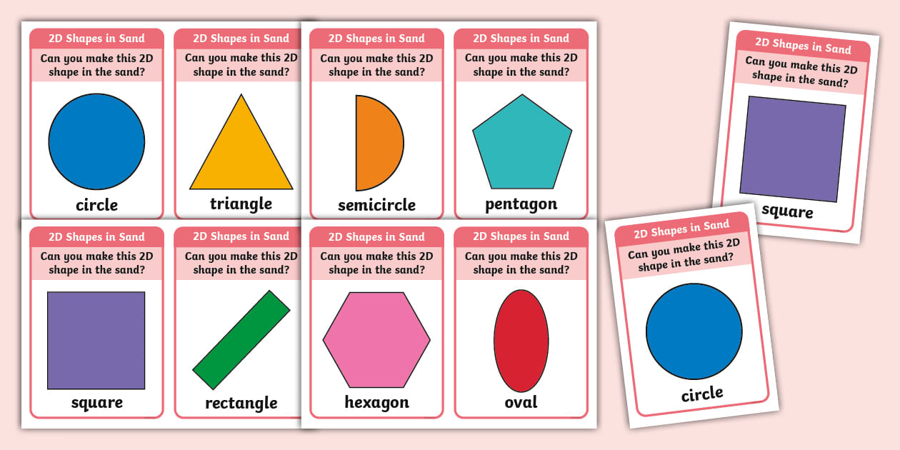 2D Shapes in Sand: Sand Area Activity Cards - Twinkl - KS1