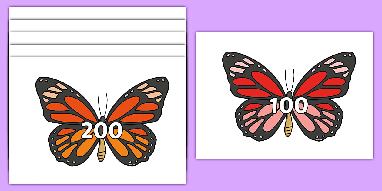 Counting in 100s on Butterflies - Twinkl