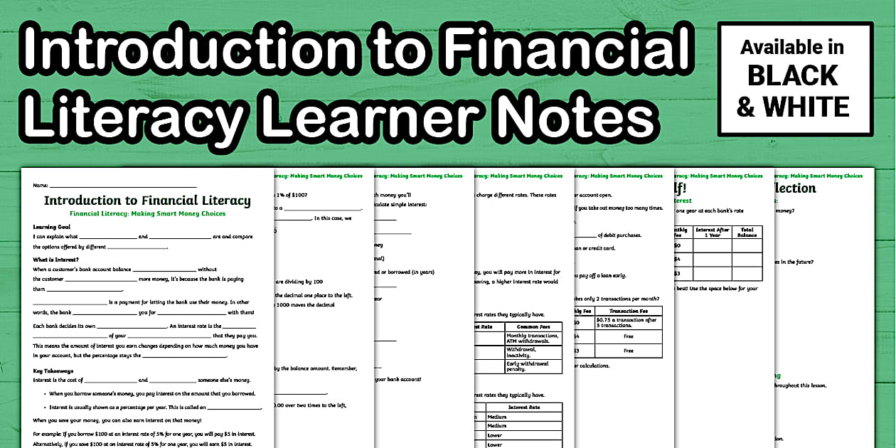 Financial Literacy Learner Notes