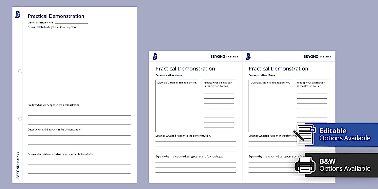 Practical Demonstration Worksheet (teacher made) - Twinkl