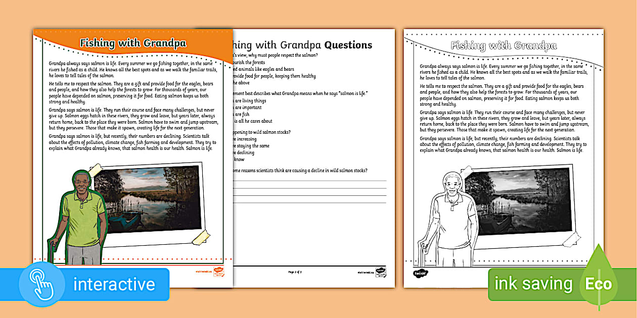 Fishing with Grandpa ELL Reading Comprehension | Twinkl