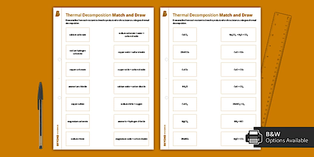 Thermal Decomposition Match and Draw (teacher made) - Twinkl