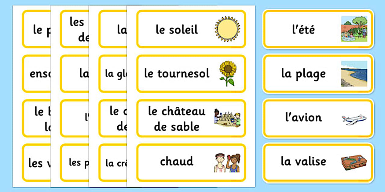 Summer Topic Word Cards French (teacher made) - Twinkl