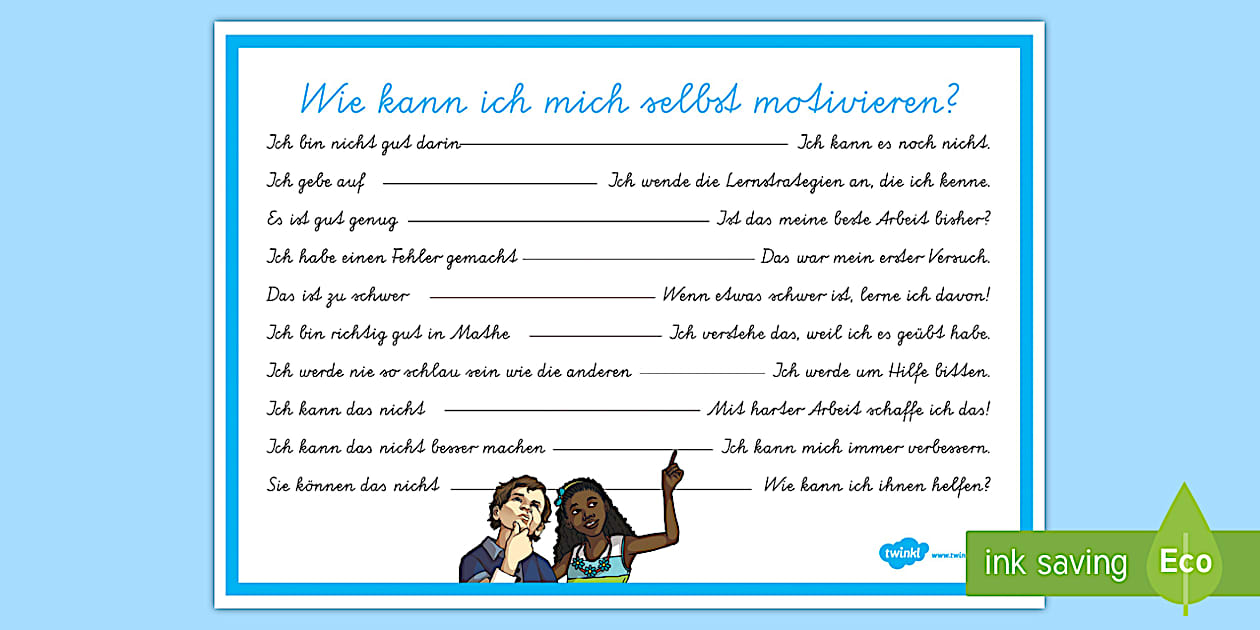 Wie kann ich mich selbst motivieren? Poster für die Klassenraumgestaltung