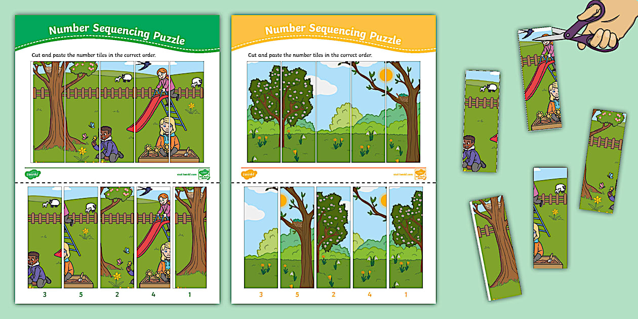Spring Number Sequencing Puzzle - Twinkl