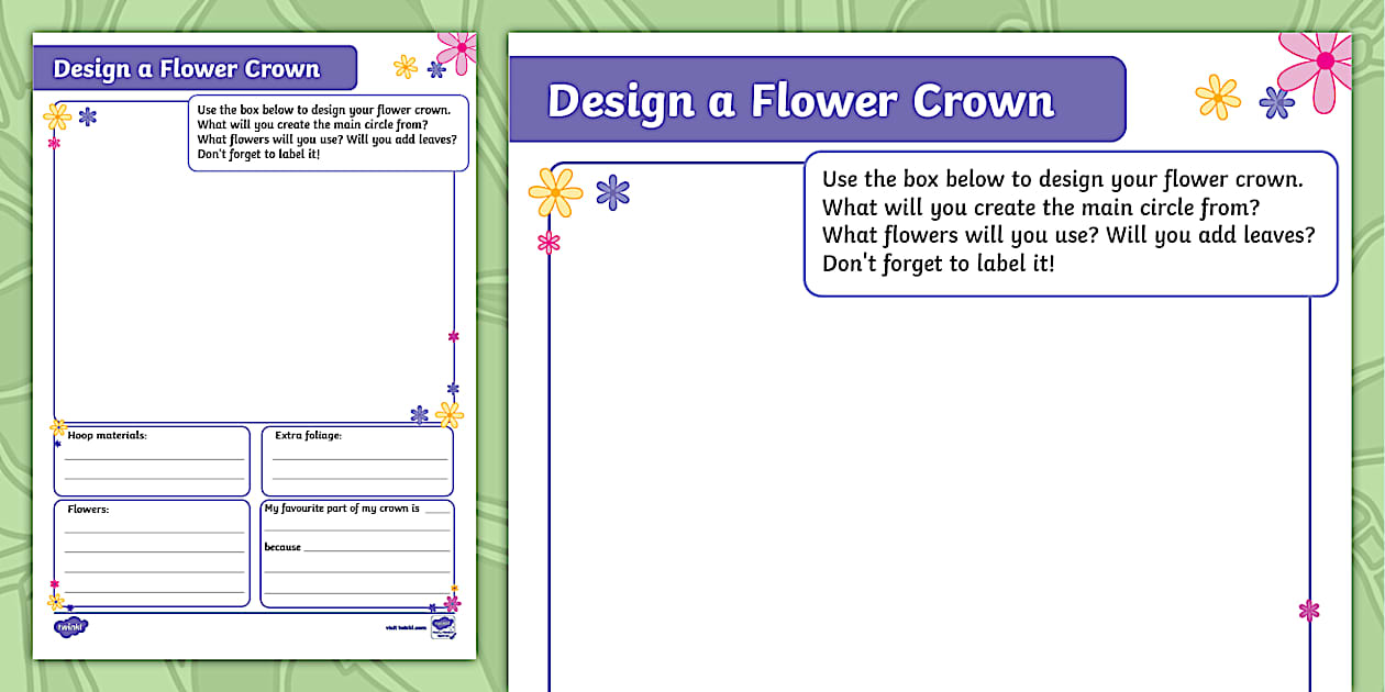Design a Flower Crown Worksheet (teacher made) - Twinkl