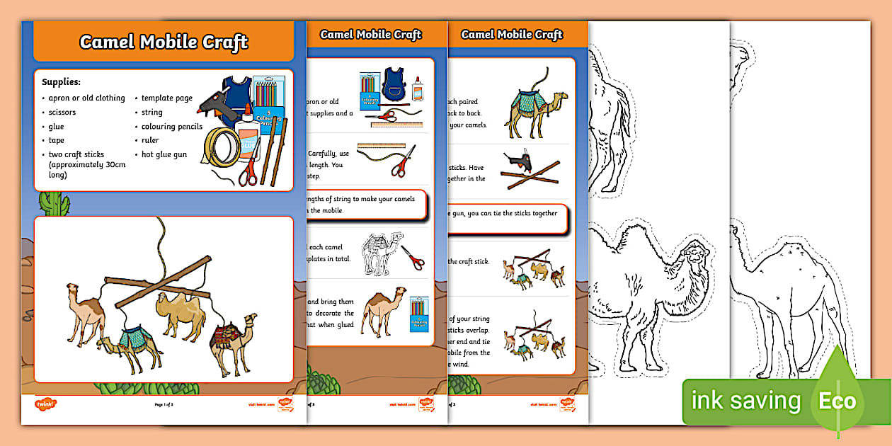Camel Mobile Craft (teacher made) - Twinkl