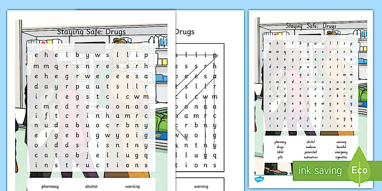 TAS Staying Safe: Drugs Word Search (teacher made) - Twinkl