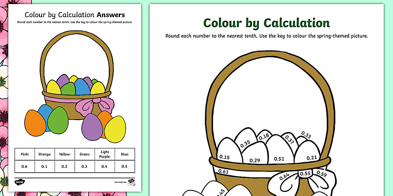 Easter Rounding Decimals to the Nearest Tenth Worksheet