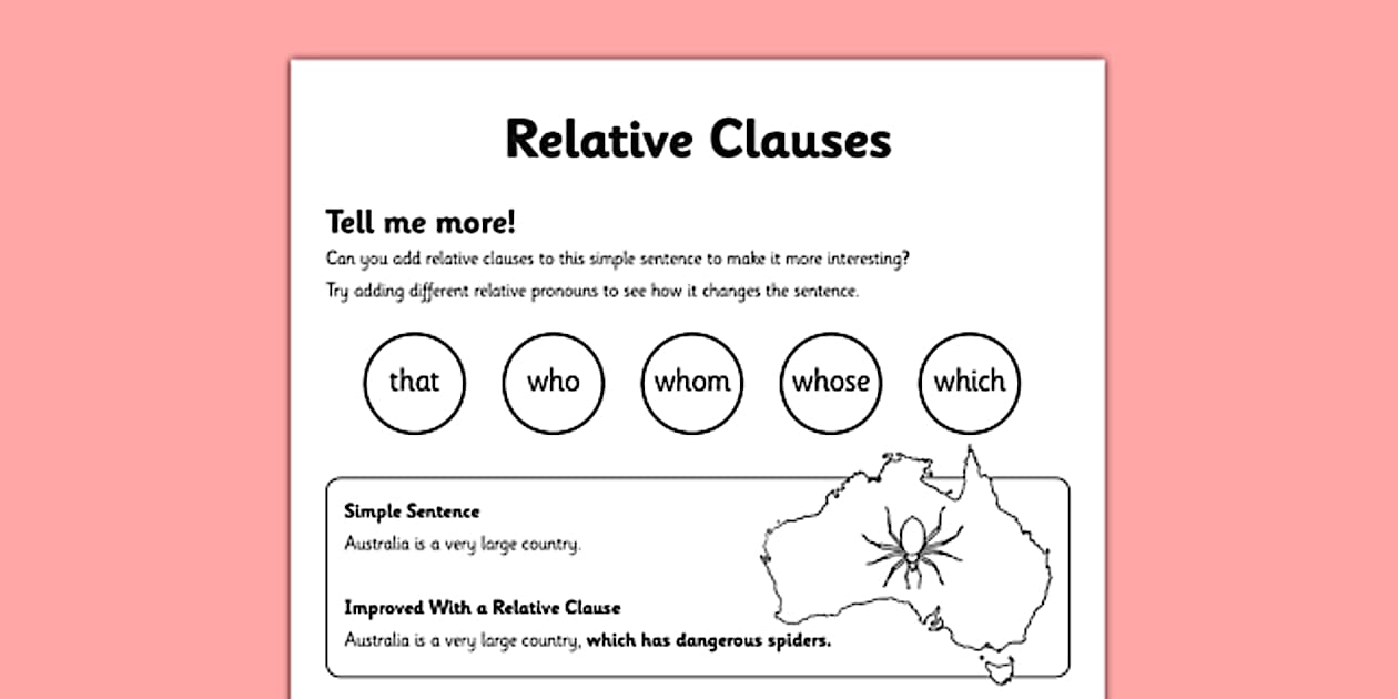 Relative Clauses Application Worksheet / Worksheet - ESL Grammar Resources