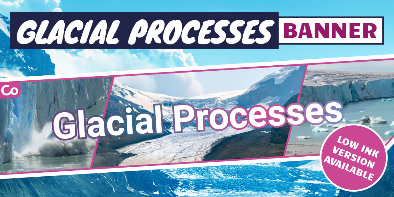 Glacial Processes Banner for Geography Classrooms