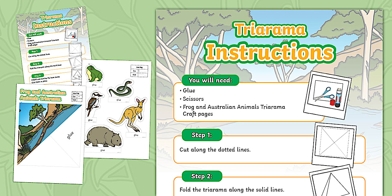 Frog and Australian Animals Triarama Craft - Twinkl