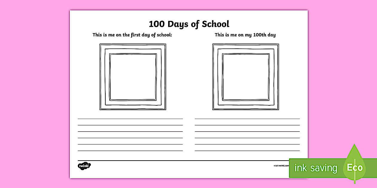 F-2 100 Days of School Then and Now Worksheet / Worksheet