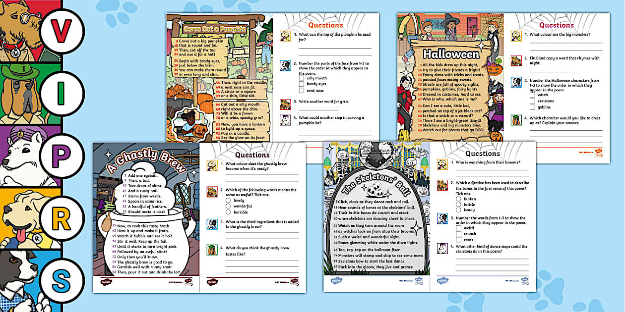 KS1 Halloween Poetry 60-Second Reads Activity Pack - Twinkl