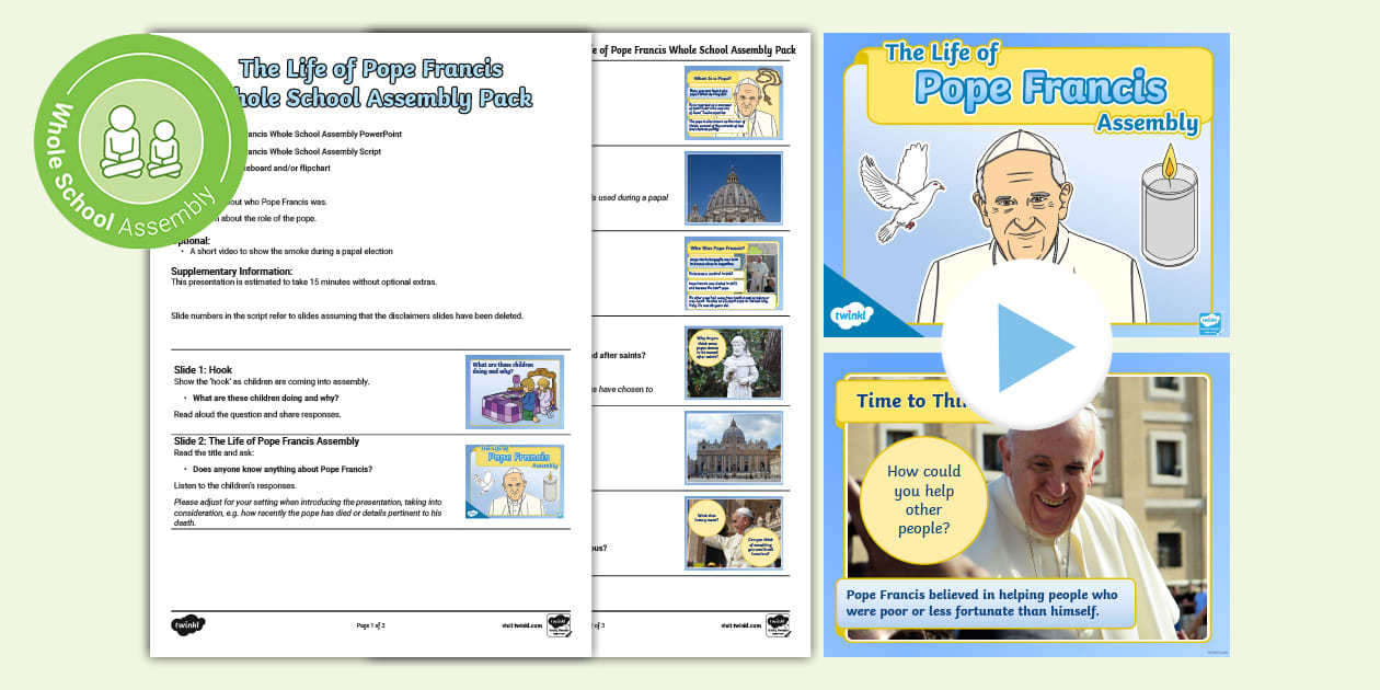 School Assembly: Life of Pope Francis PowerPoint and Script