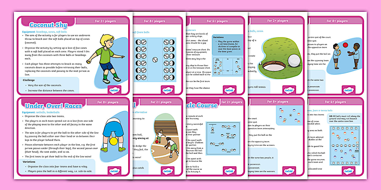 Throwing and Catching Games Cards (teacher made) - Twinkl
