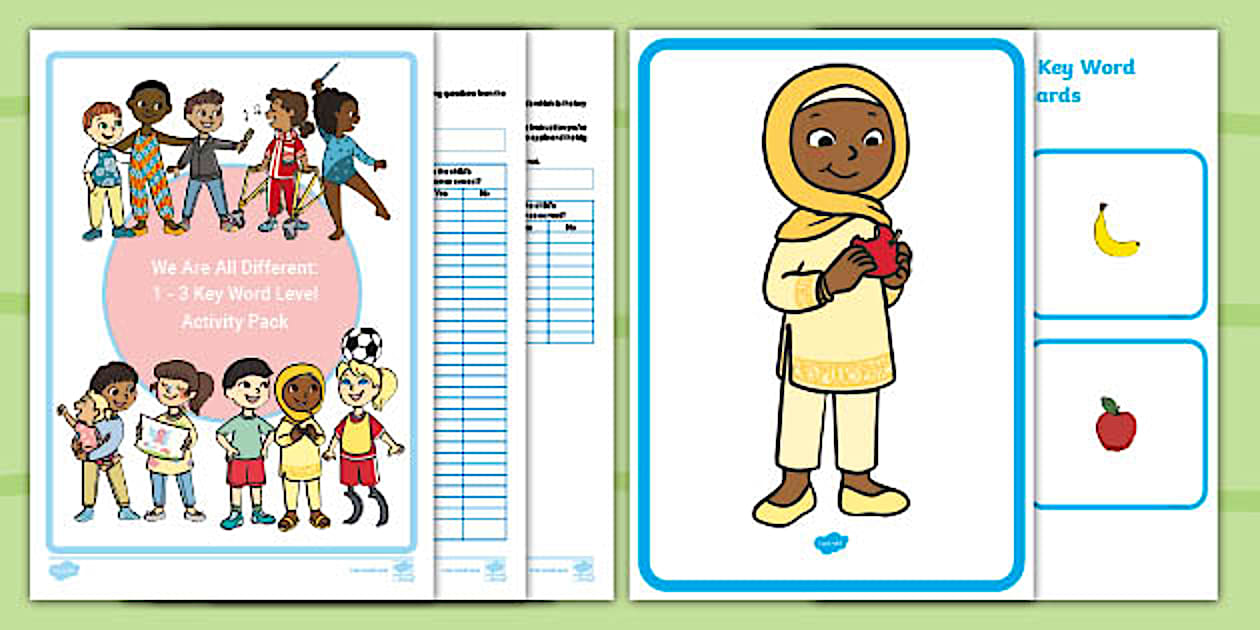 We Are All Different: 1-3 Key Word Level Activity Pack
