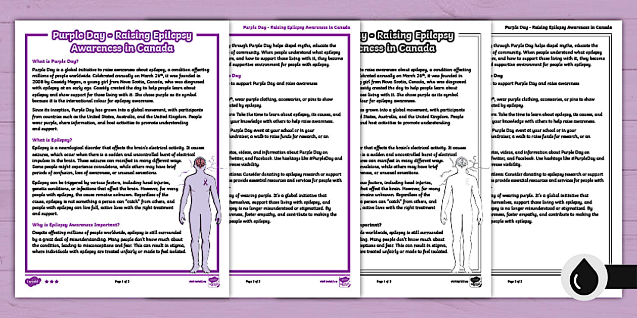 Epilepsy and Purple Day Differentiated Fact File - Twinkl