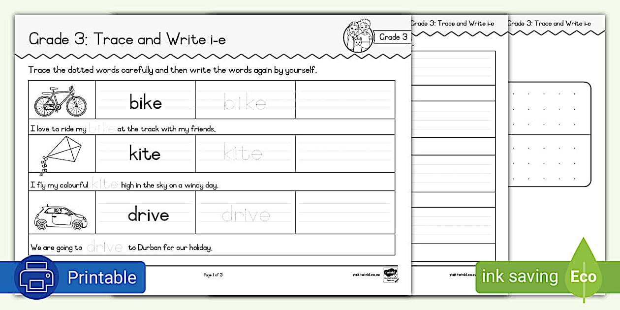 Grade 3 Trace and Write i-e (teacher made) - Twinkl