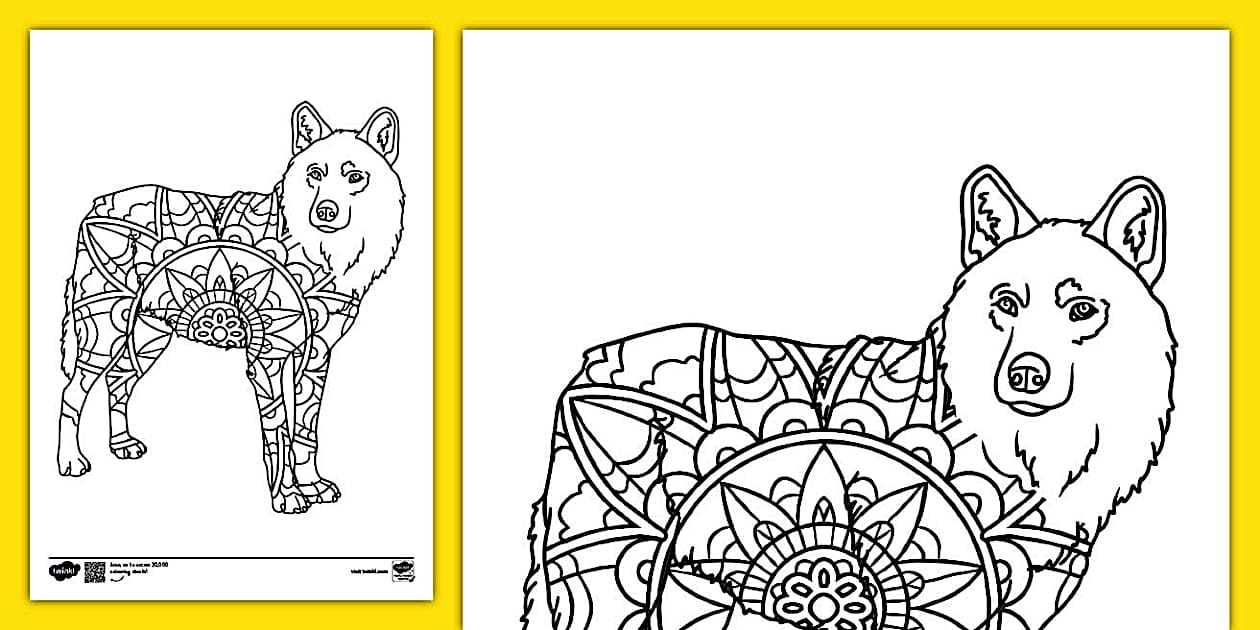 Wolf Mandala Colouring Page (Lehrer gemacht) - Twinkl