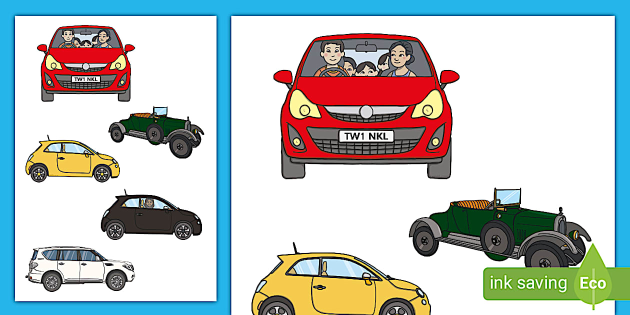 Car Clip Art Cut-Outs (teacher made) - Twinkl