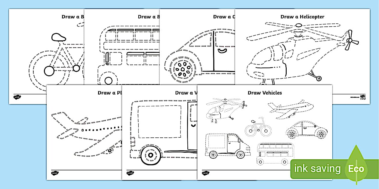 EYFS Draw a Vehicle Pencil Control Activity Pack | Twinkl